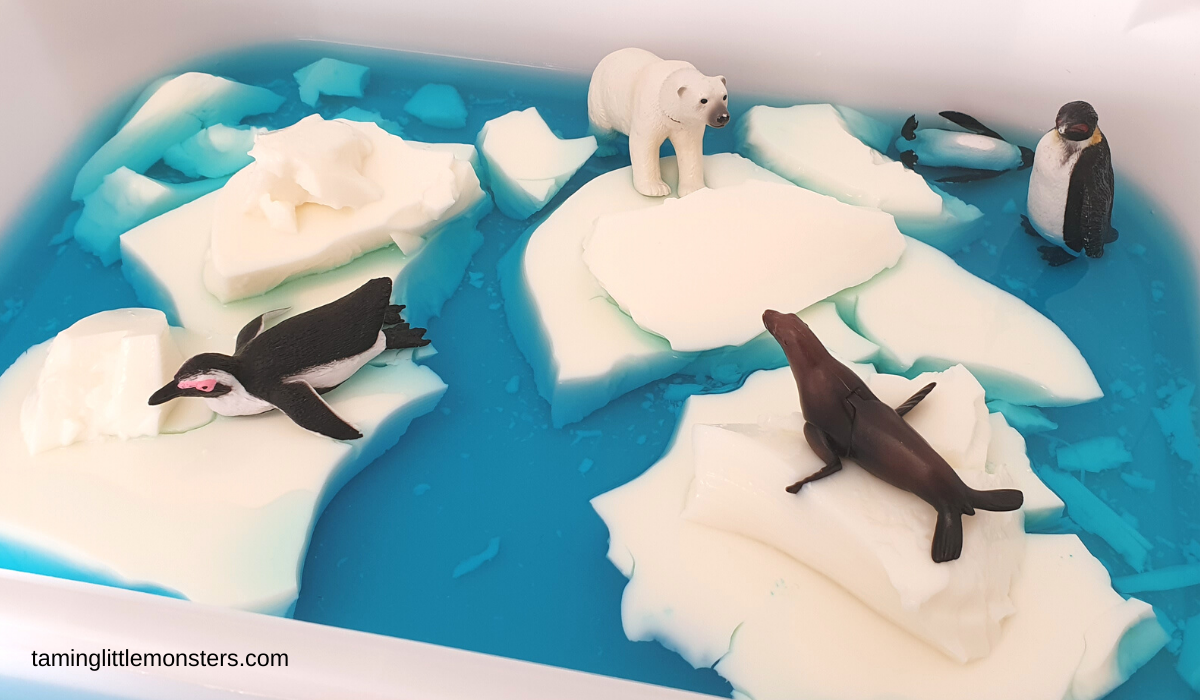 Iceberg Sensory Bin for Winter - Taming Little Monsters